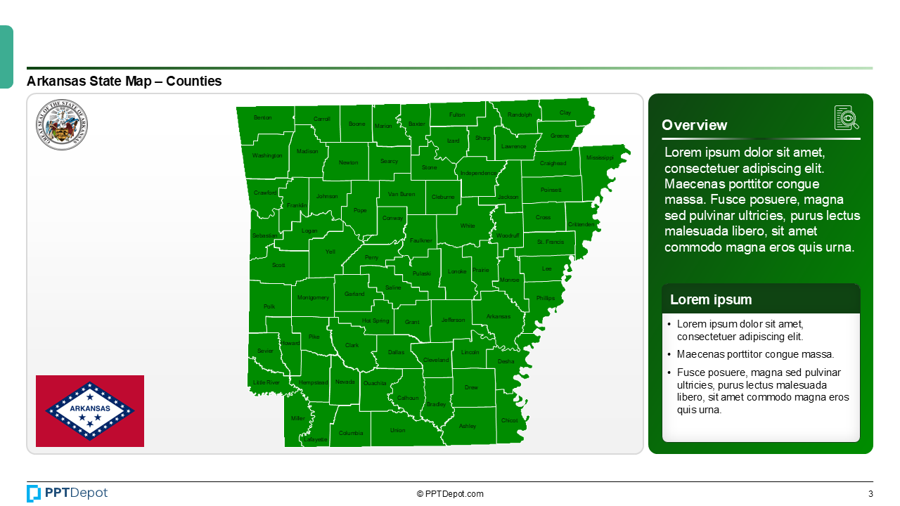 Map Series: Arkansas PPT Map PPT Slides