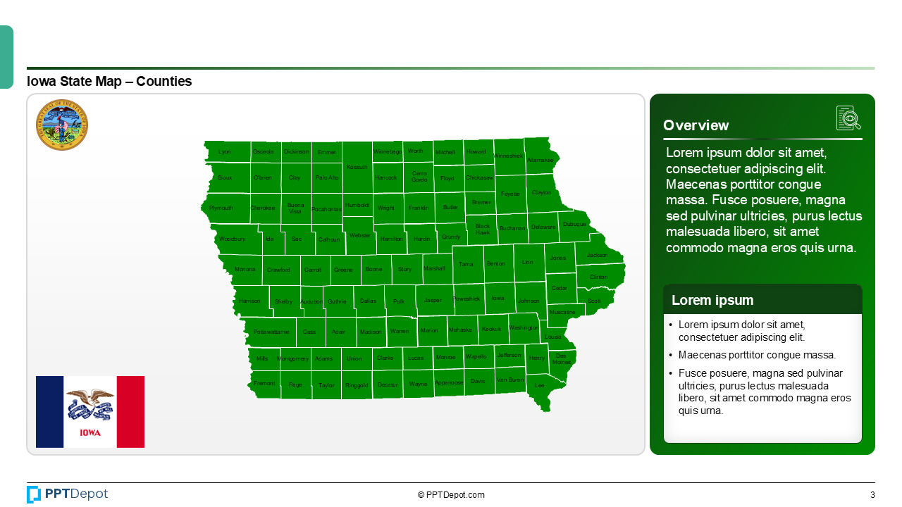 Map Series: Iowa PPT Map PPT Slides