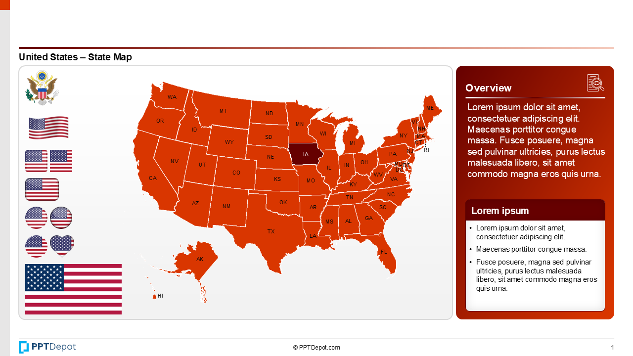 Map Series: Iowa PPT Map PPT Slides
