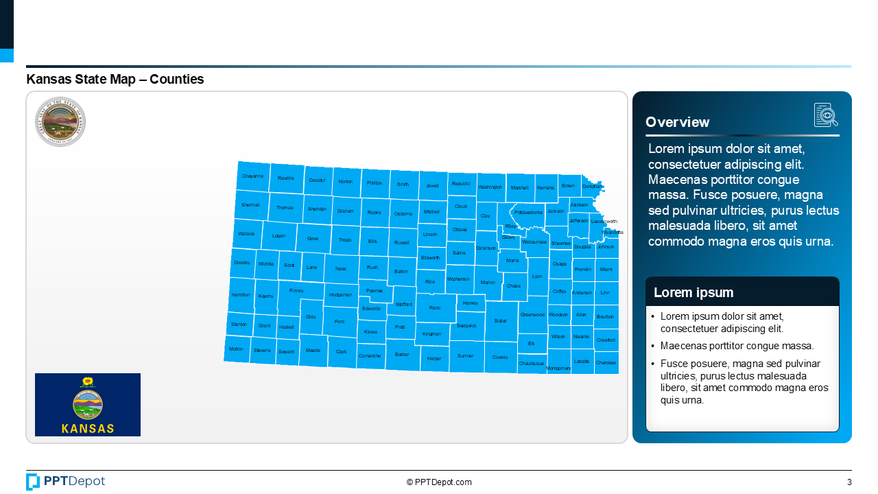 Download US state map of Kansas with counties | Editable Kansas county map