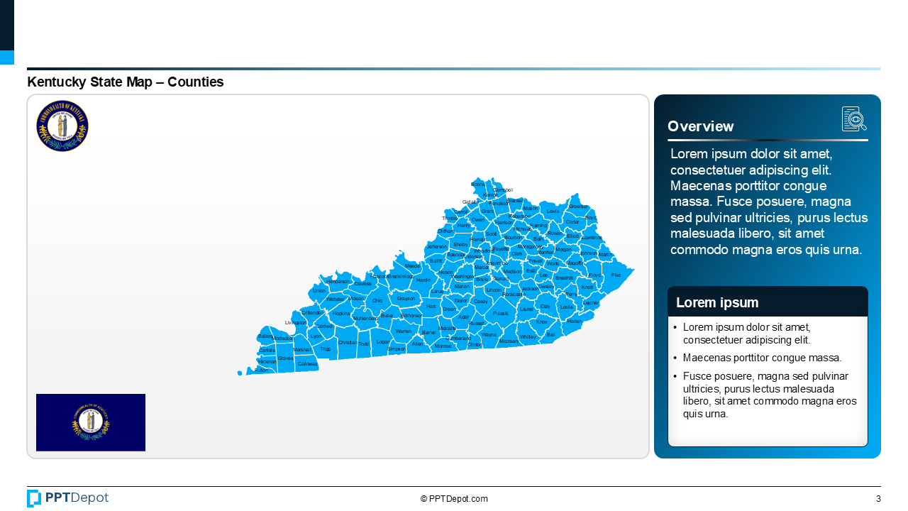 Download US state map of Kentucky with counties | Editable Kentucky ...