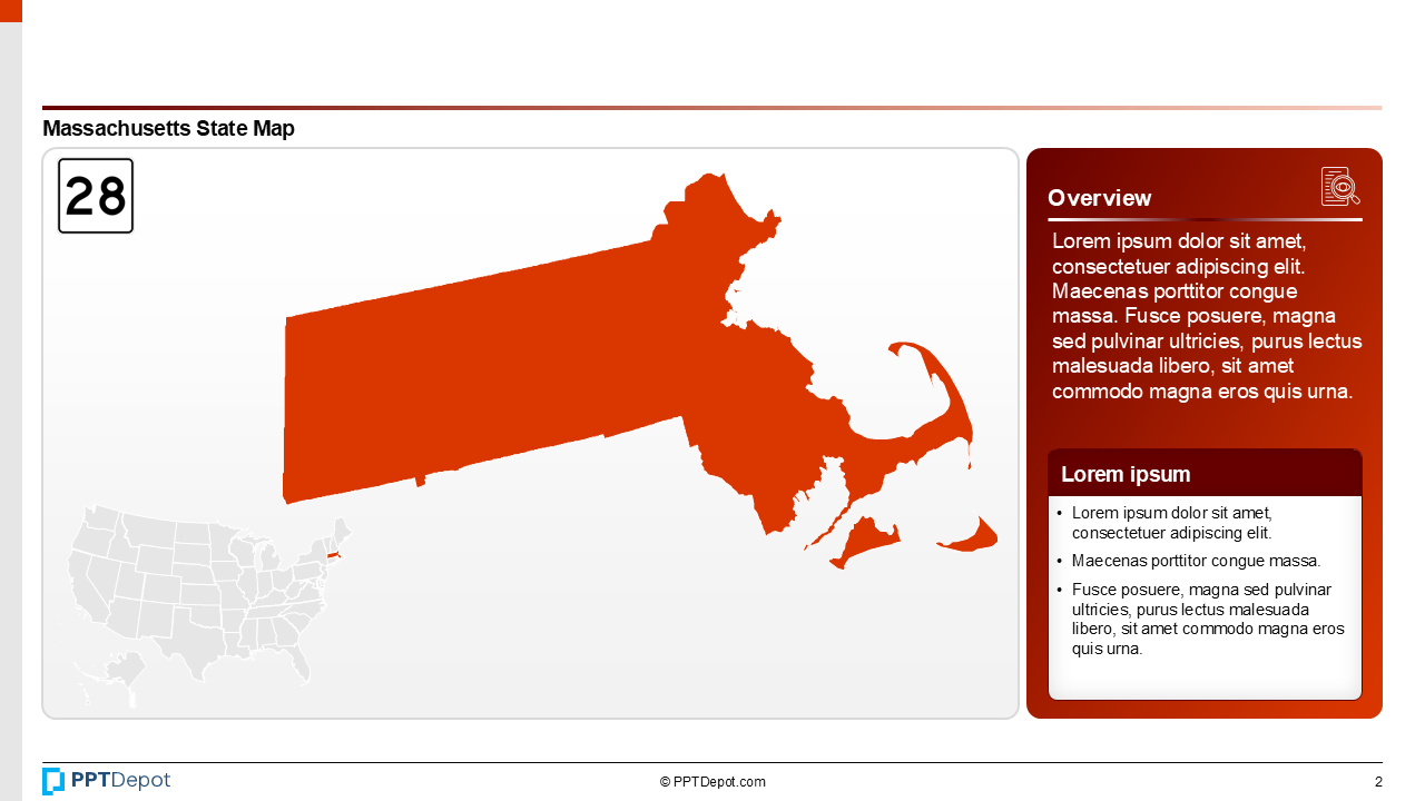 Map Series: Massachusetts PPT Map PPT Slides