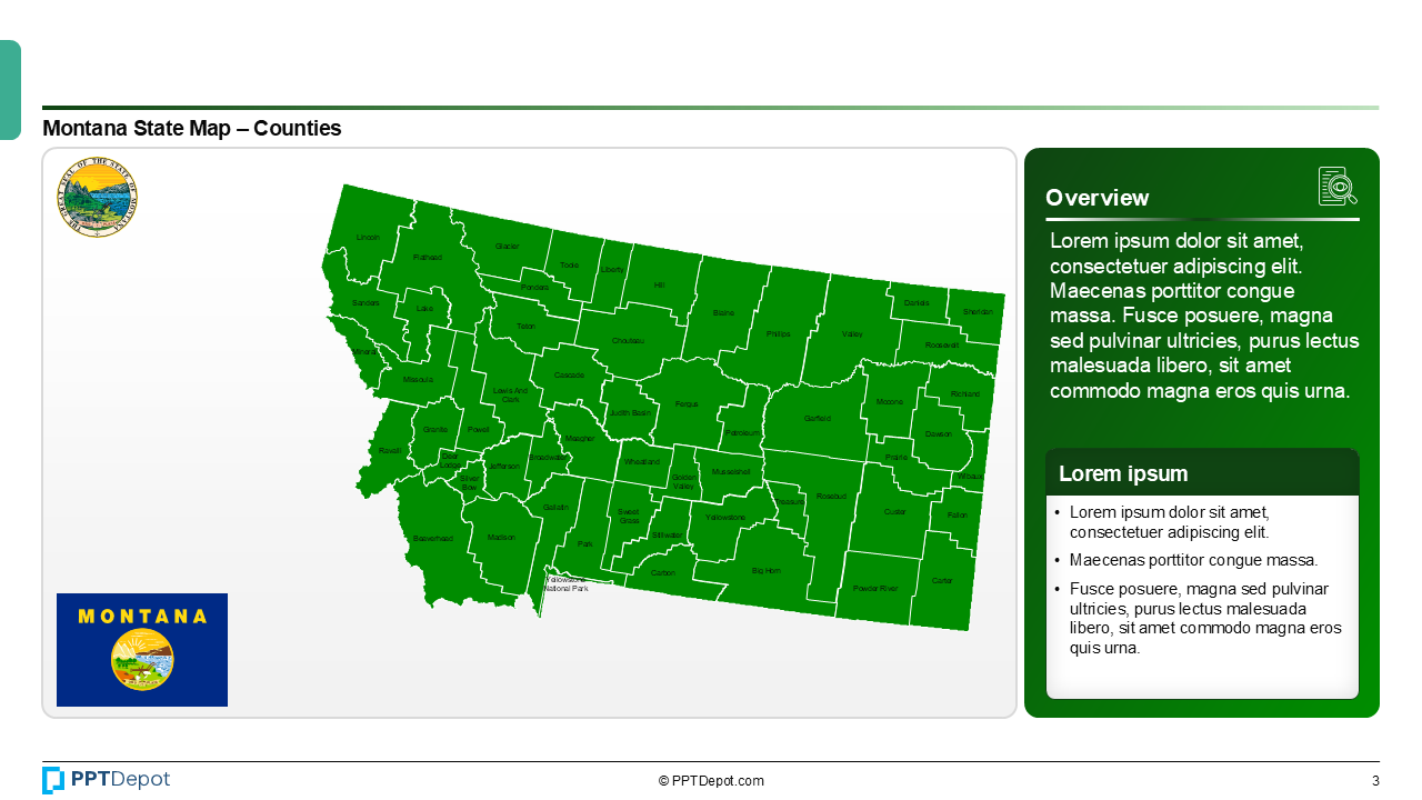 Map Series: Montana PPT Map PPT Template - Consulting Slides | PPT Depot