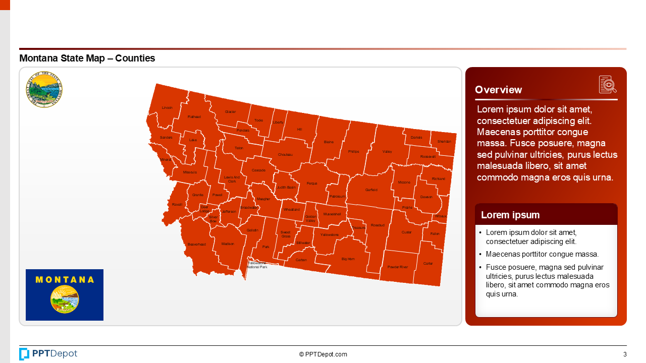 Map Series: Montana PPT Map PPT Slides