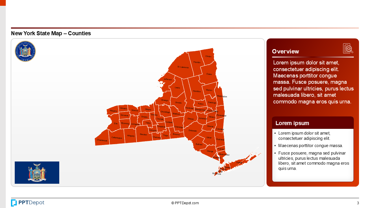 Map Series: New York PPT Map PPT Slides