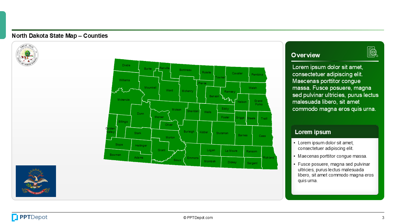 Map Series: North Dakota PPT Map PPT Slides