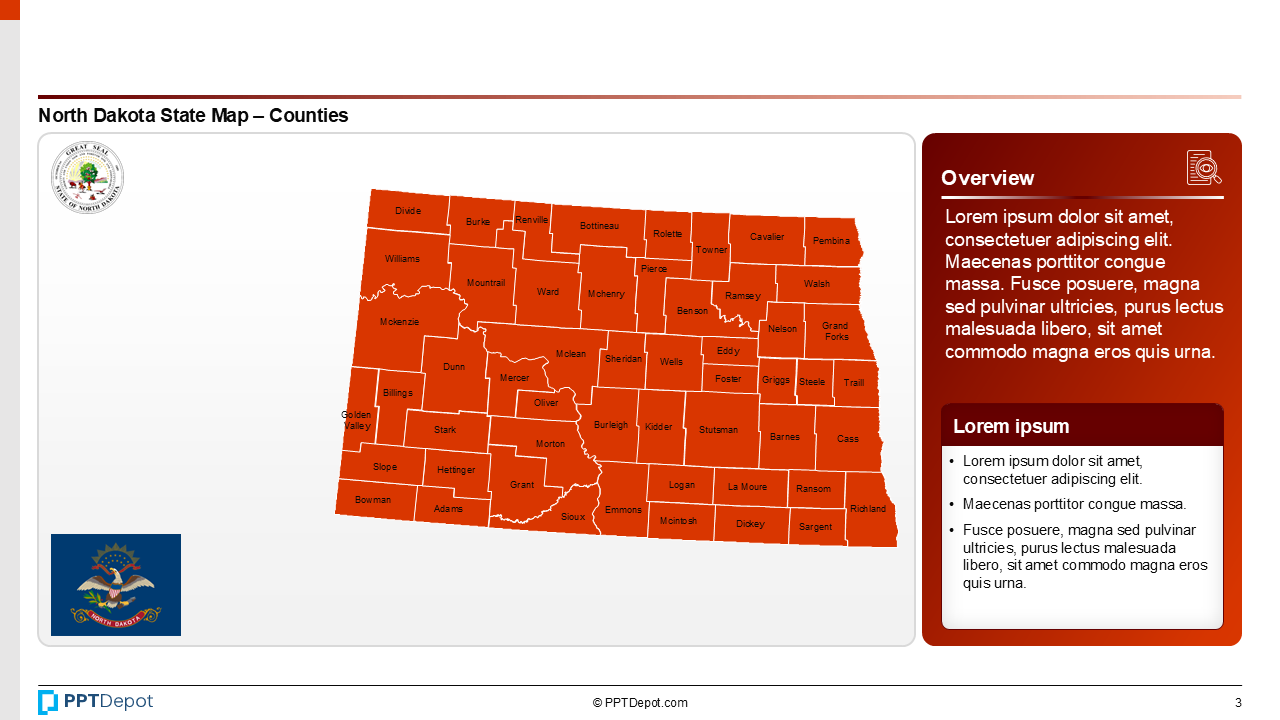 Map Series: North Dakota PPT Map PPT Slides