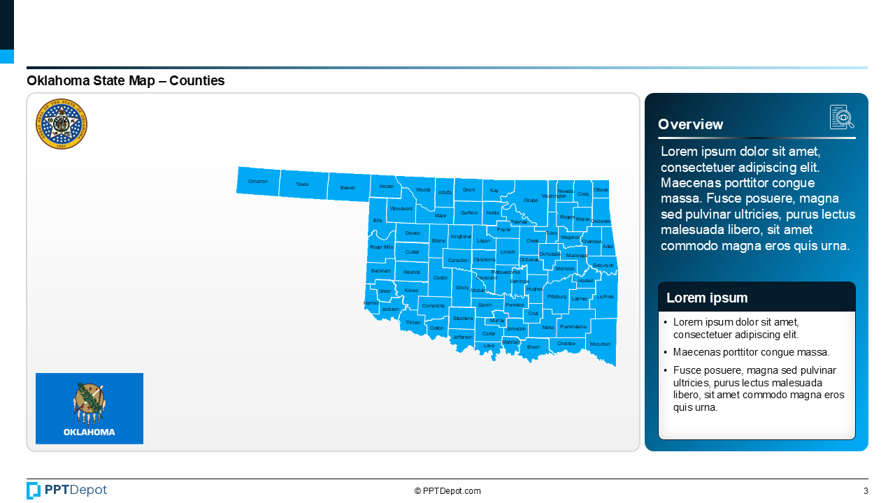 Download US state map of Oklahoma with counties | Editable Oklahoma ...