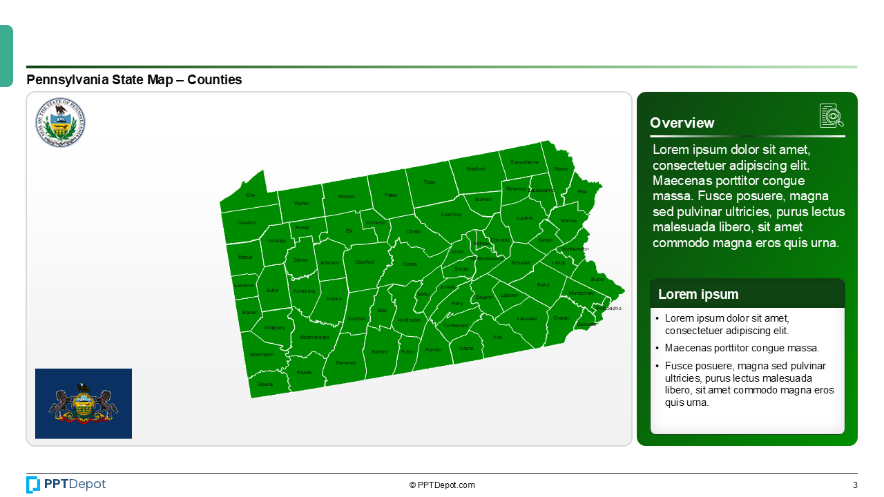 Map Series: Pennsylvania PPT Map PPT Slides