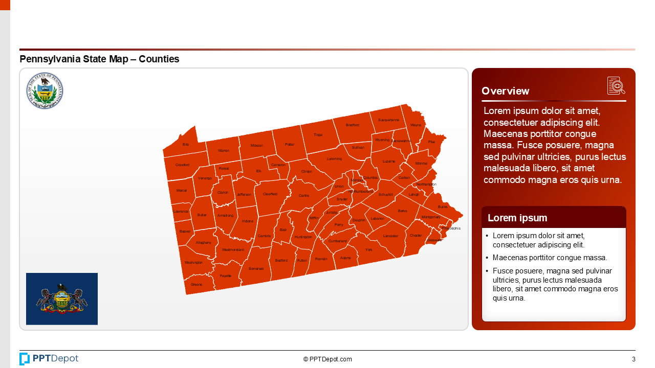Map Series: Pennsylvania PPT Map PPT Slides