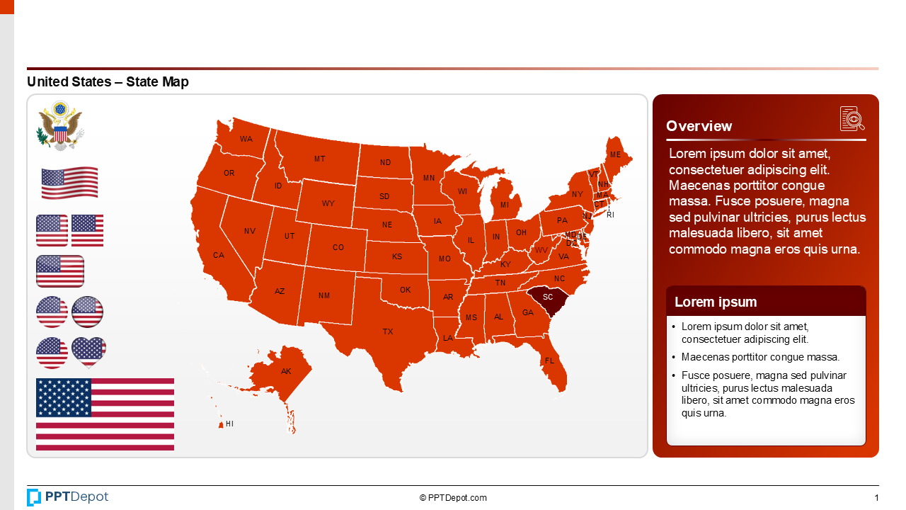 Map Series: South Carolina PPT Map PPT Slides