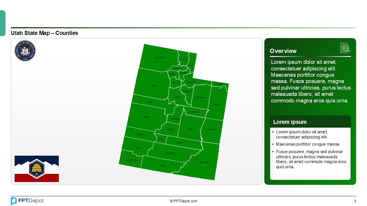 Map Series: Utah PPT Map PPT Template - Consulting Slides | PPT Depot