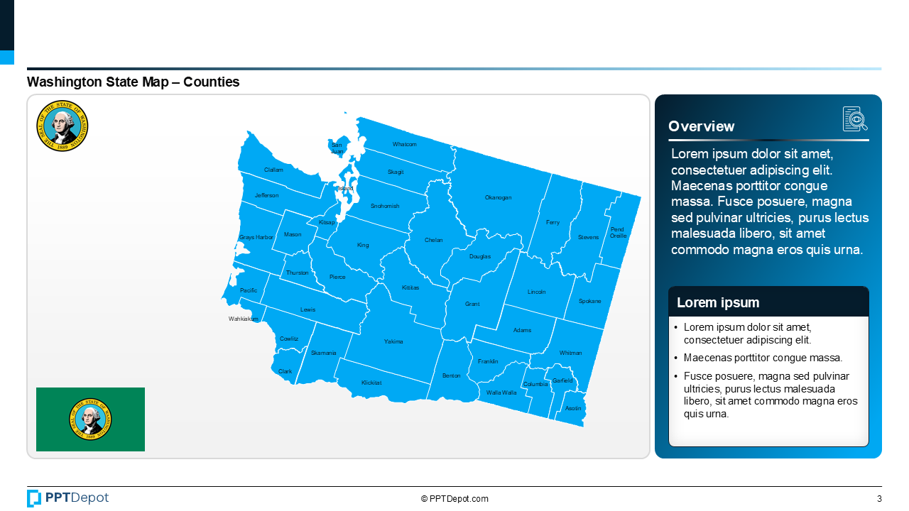 Download US state map of Washington with counties | Editable Washington ...
