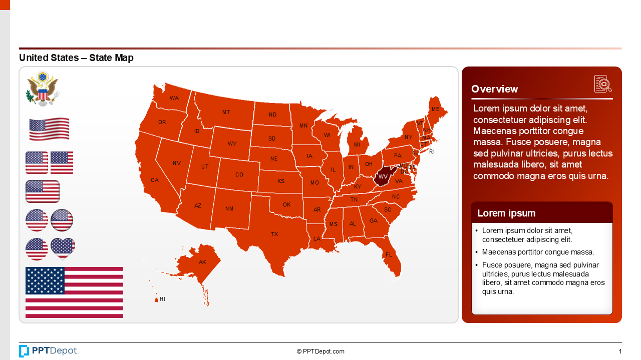 Map Series: West Virginia PPT Map PPT Slides