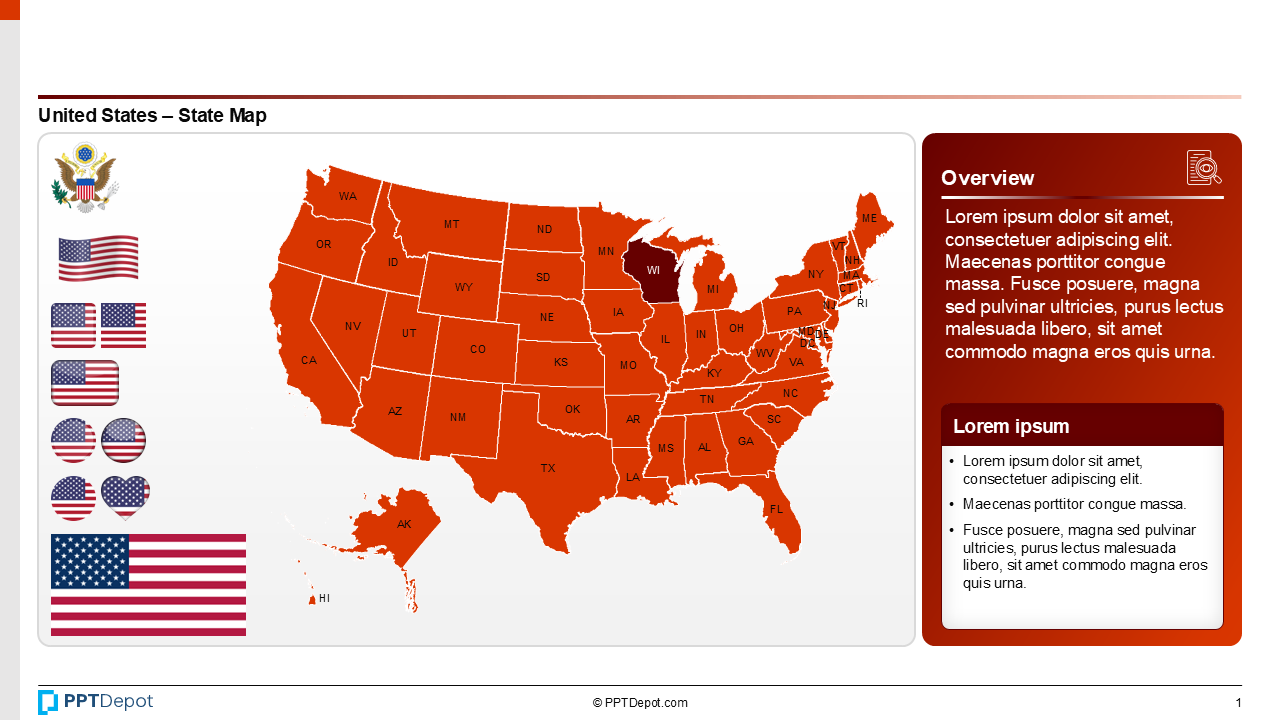 Map Series: Wisconsin PPT Map PPT Slides