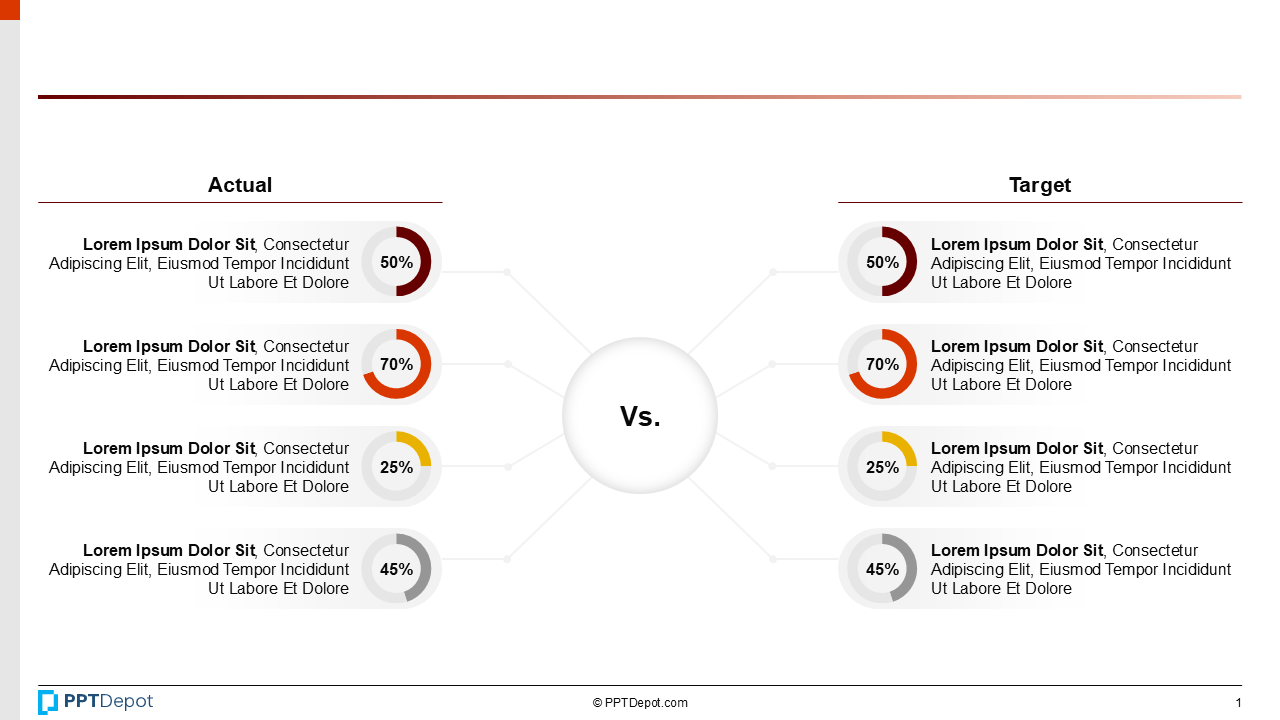Actual vs. Target Dial PPT Template - Consulting Slides | PPT Depot